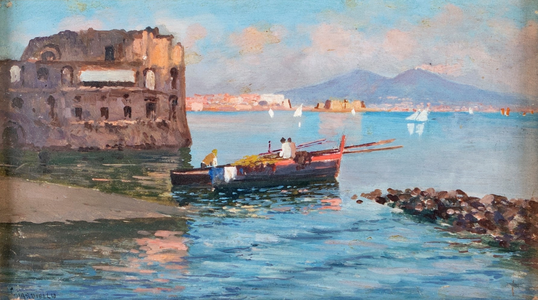 Neapolitan School, 19th Century | Golfo di Napoli e Palazzo Donn'Anna ...