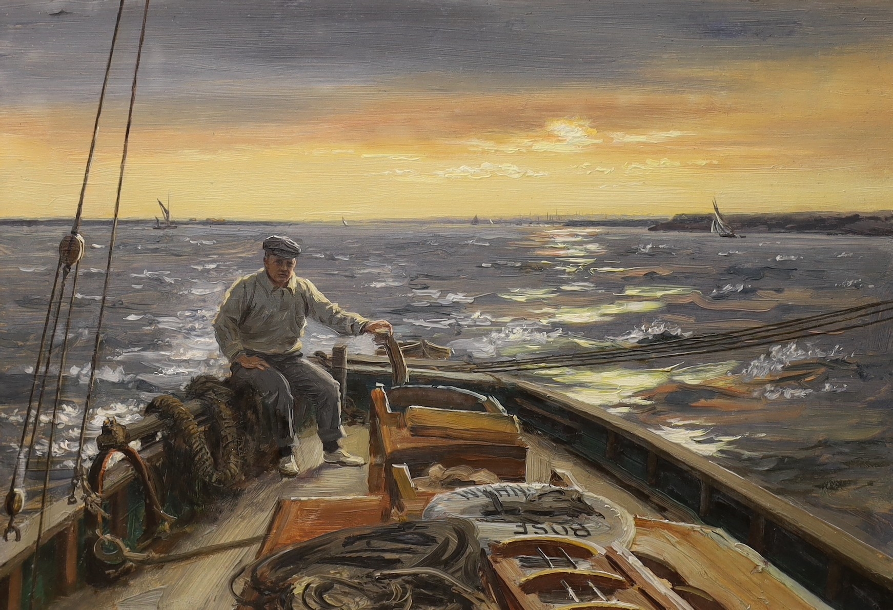 John Everett | Seaman steering a ship | MutualArt
