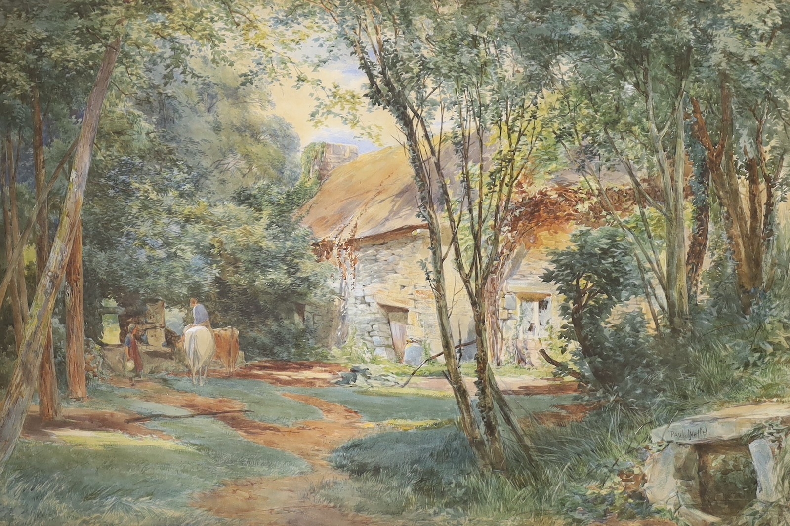 Paul Jacob Naftel | Cattle drover passing a farmstead | MutualArt