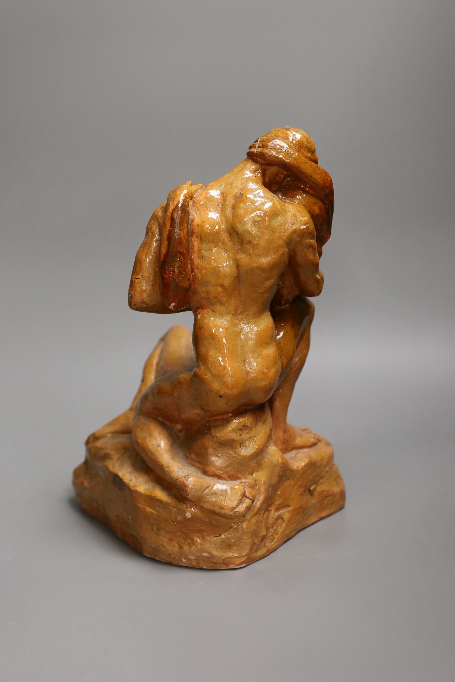 Klement Lorenc | a glazed terracotta group of embracing lovers | MutualArt