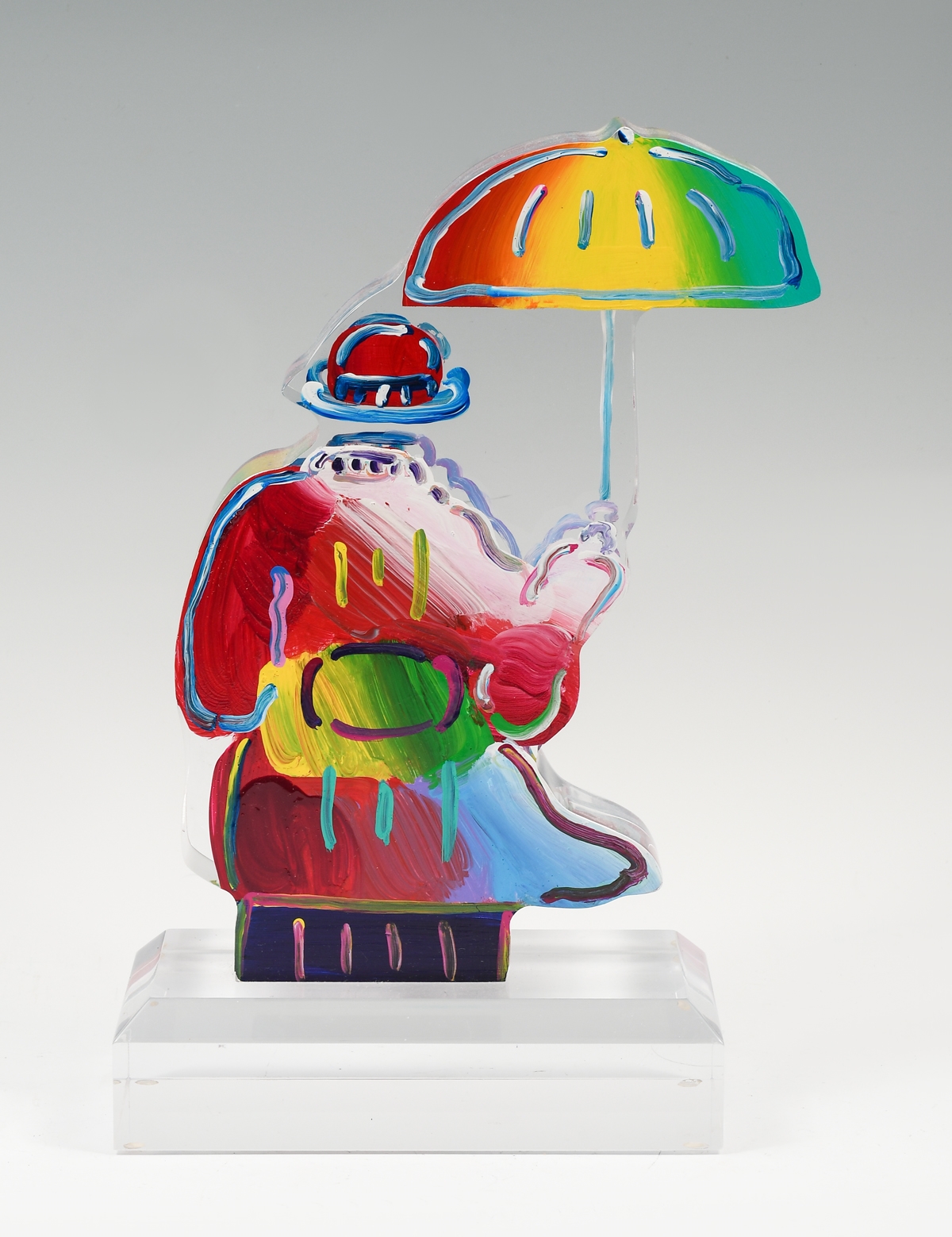 Peter Max | PETER MAX PAINTED ACRYLIC UMBRELLA MAN SCULPTURE | MutualArt