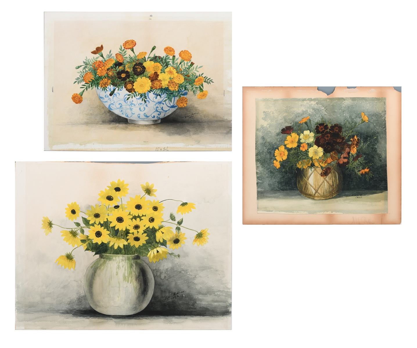 Ellen Robbins | Three Floral Still Life Paintings | MutualArt