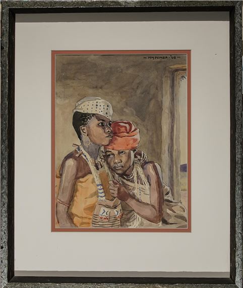George Pemba | Two Xhosa Figures Embracing (1948) | MutualArt