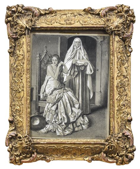 Fortunino Matania | A lady plaiting her hair in an historical interior ...