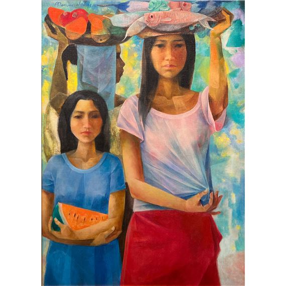 Vicente Manansala | Ang Magbabayo (Pounding Rice) (1979) | MutualArt