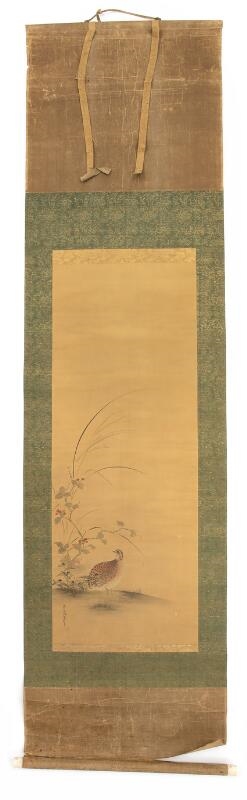 Tosa Mitsuoki | A Japanese scroll depicting a quail and plants | MutualArt