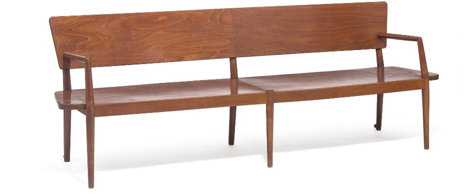 Fritz Hansen | Freestanding four seater stained beech bench | MutualArt