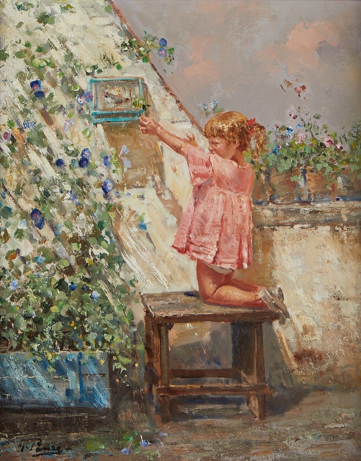 Giovanni Panza | Girl with Birdcage | MutualArt
