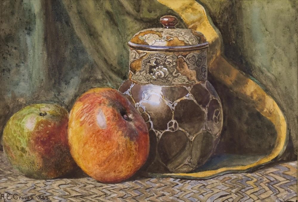 Robert E. Groves | still life of fruit and a preserve pot | MutualArt