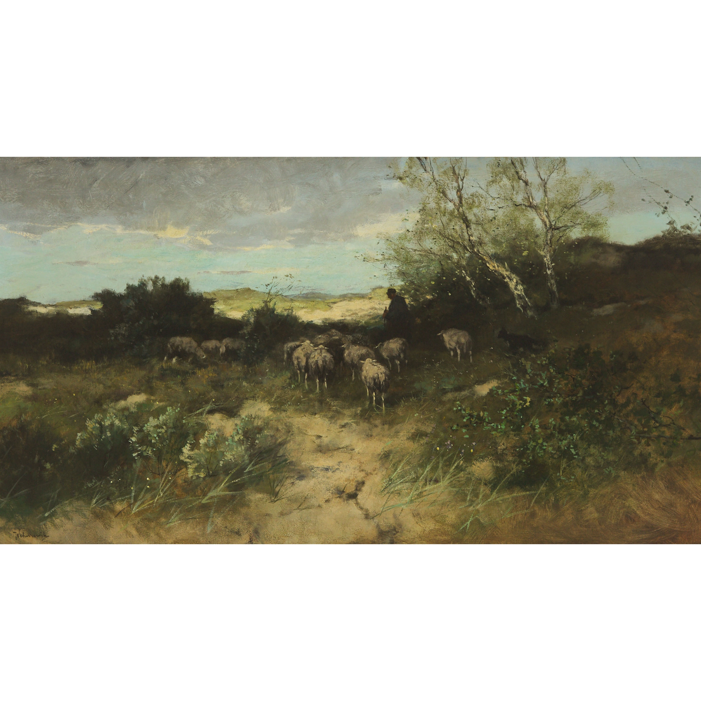 Johan Frederik Cornelis Scherrewitz | SHEEP ON THE DUNES | MutualArt