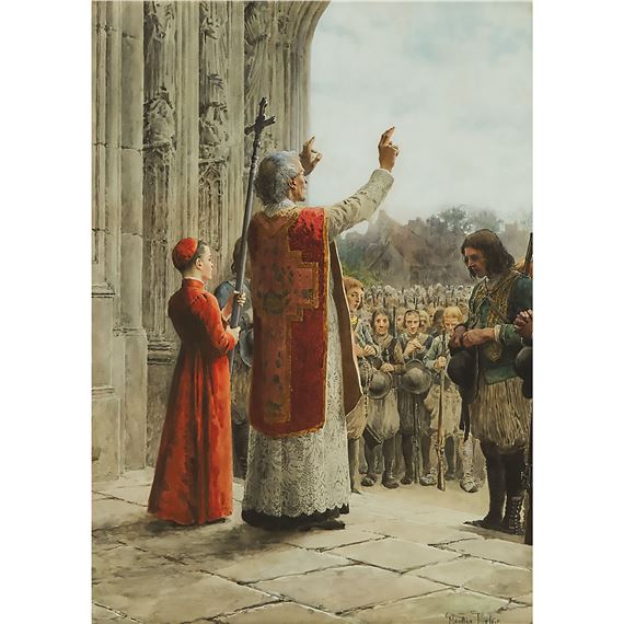 Maurice Leloir | CARDINAL BLESSING THE TROOPS | MutualArt