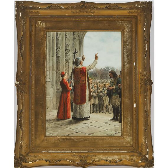 Maurice Leloir | CARDINAL BLESSING THE TROOPS | MutualArt