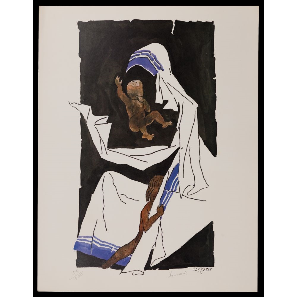 Maqbool Fida Husain | Mother Teresa Photolithograph Portfolio (1980 ...