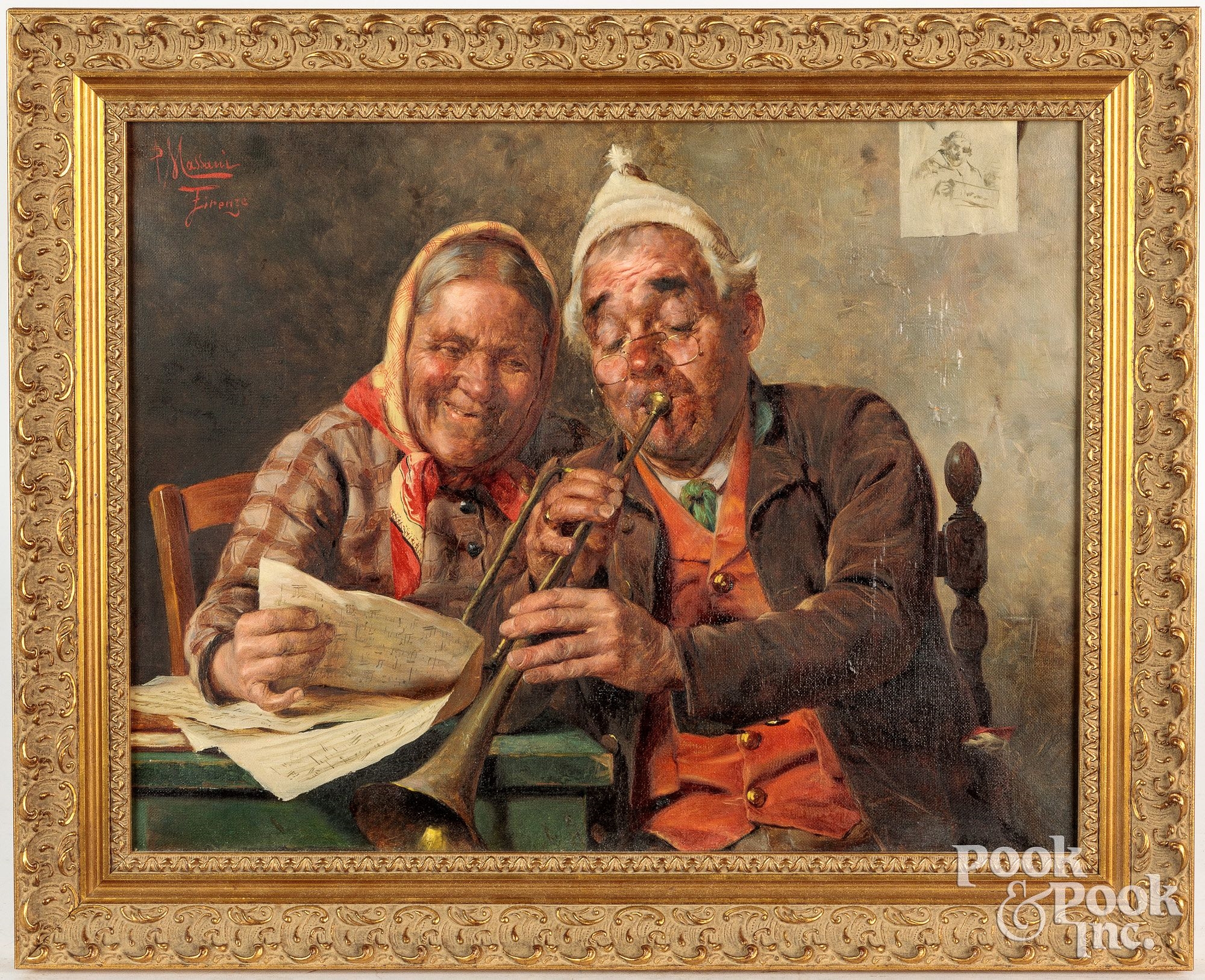 Pompeo Massani | A husband and wife playing music | MutualArt