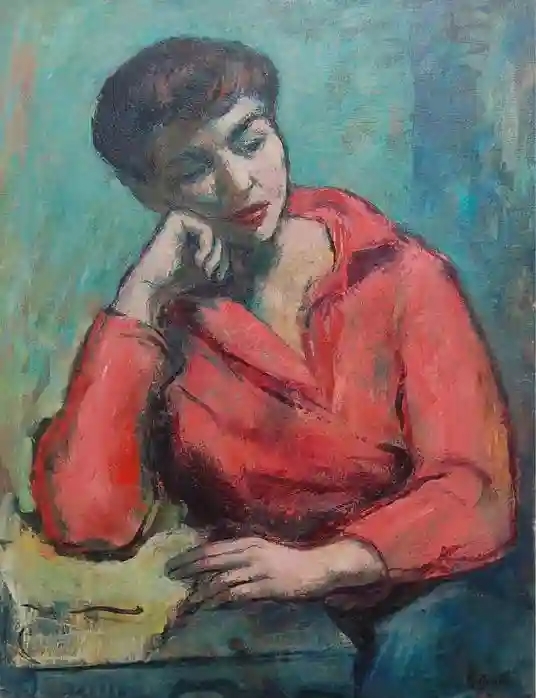 Kalman Aron | Portrait in Red | MutualArt