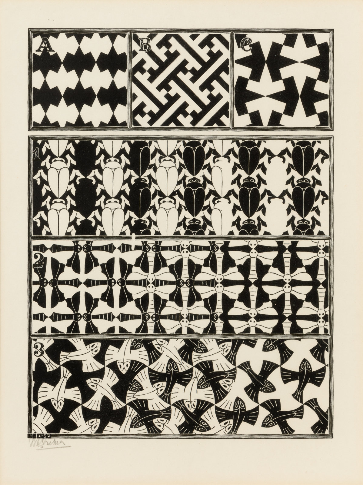 Maurits Cornelis Escher | Regular Division of the Plane I-VI (the complete set of six proofs ...