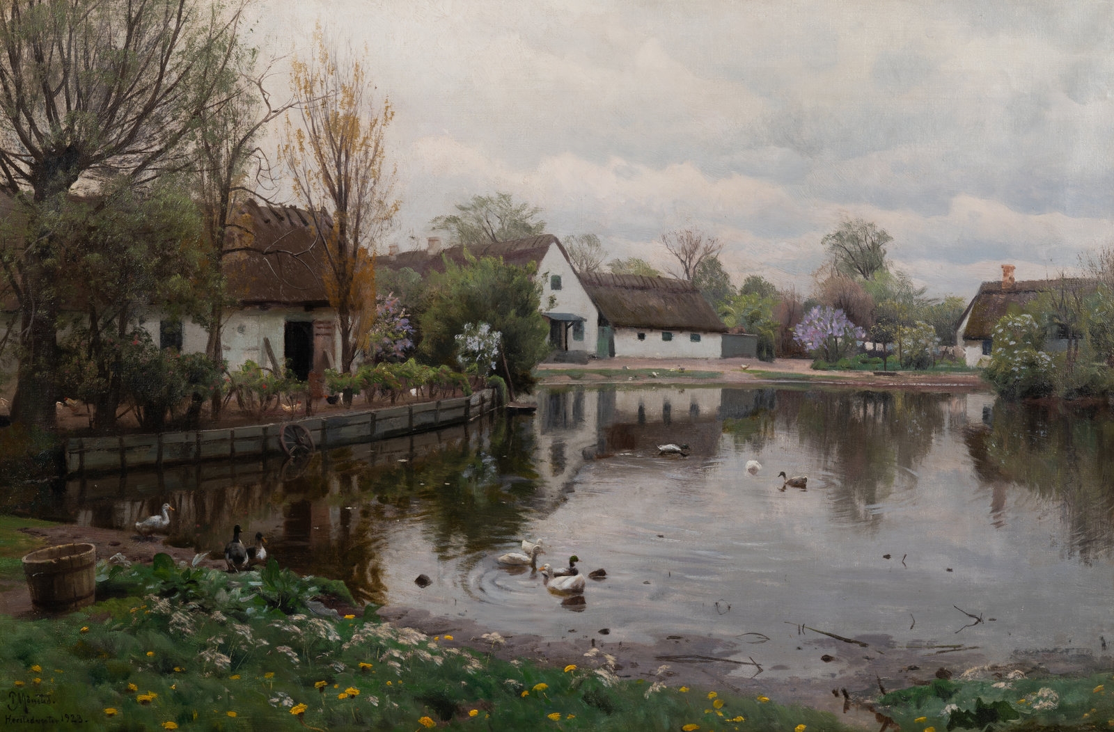 Peder Mork Monsted | The village pond in Herstedvester (1923) | MutualArt