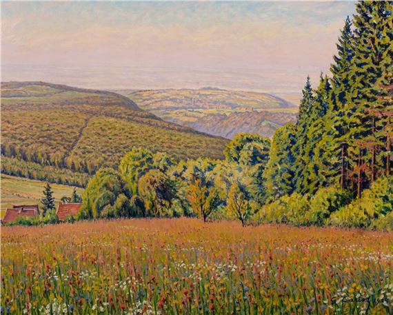 Gustave Cariot | Paysage de Rhénanie aux Champs Fleuris (1929) | MutualArt