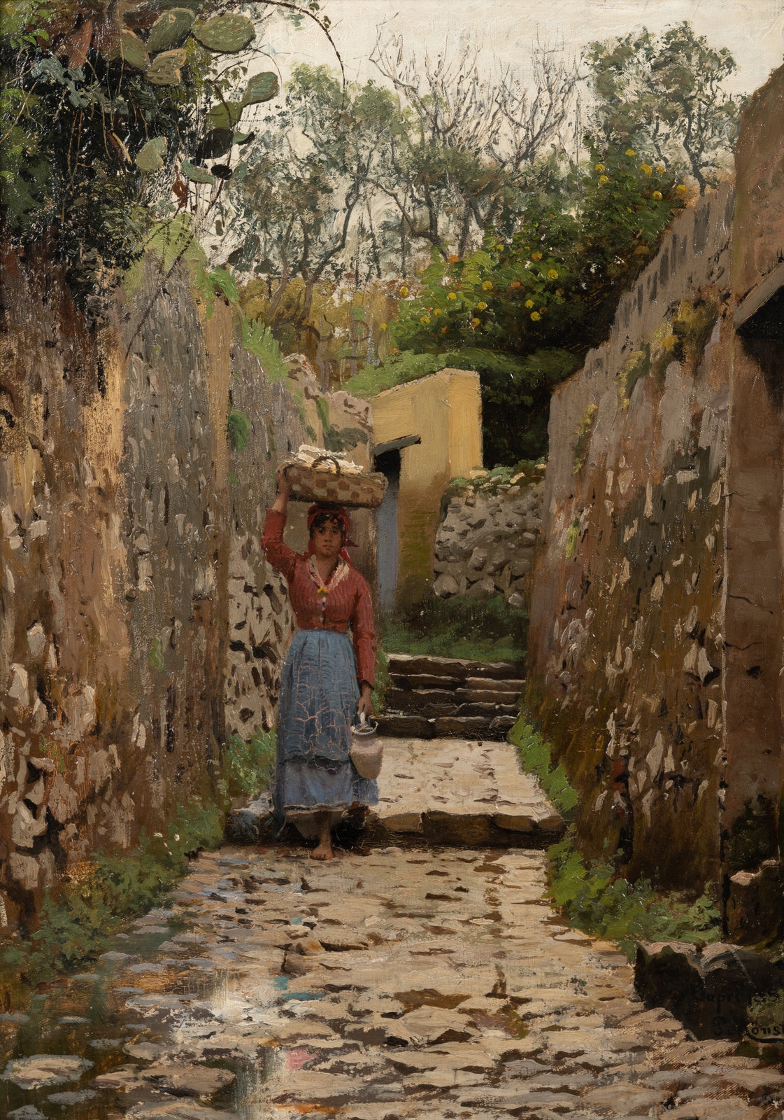 Peder Mork Monsted | View from a shaded pergola in Anacapri with a man ...
