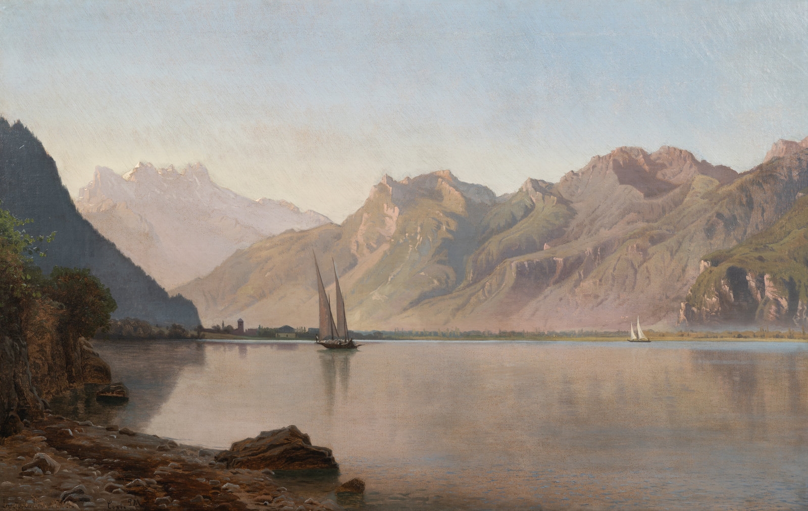 Peder Mork Monsted | Mountain landscape at Königssee on a sunny day ...