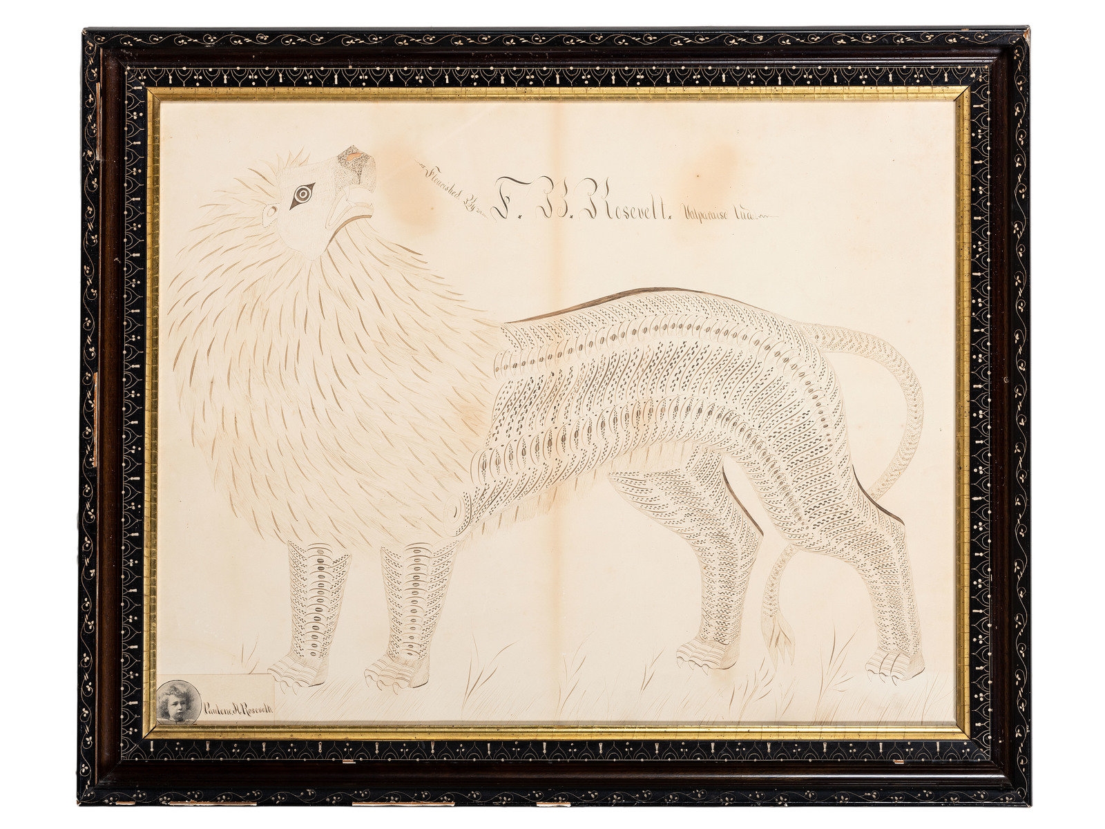 Frank B. Rosevelt | A Calligraphy Penmanship Picture of a Lion | MutualArt
