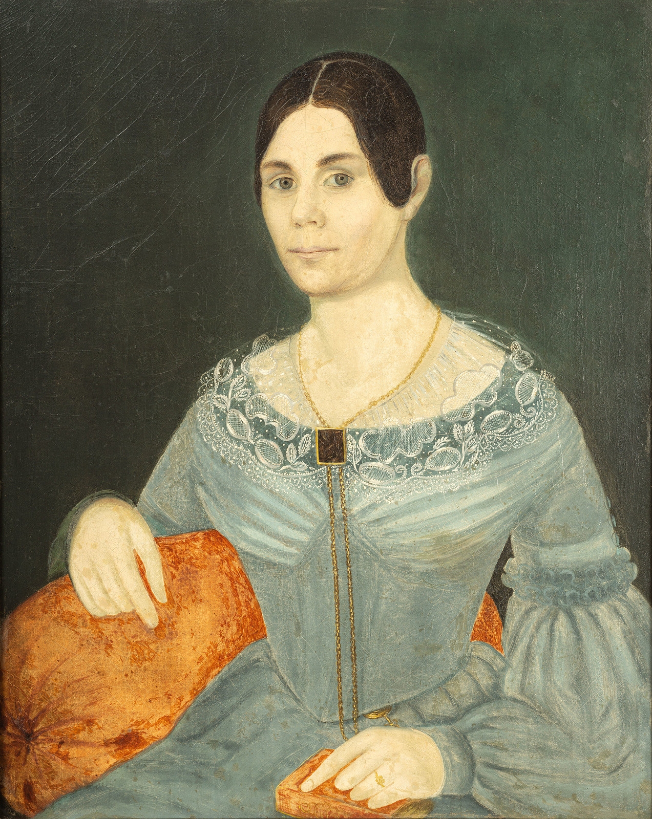 Ammi Phillips | Portrait of a Lady with Lace Collar | MutualArt