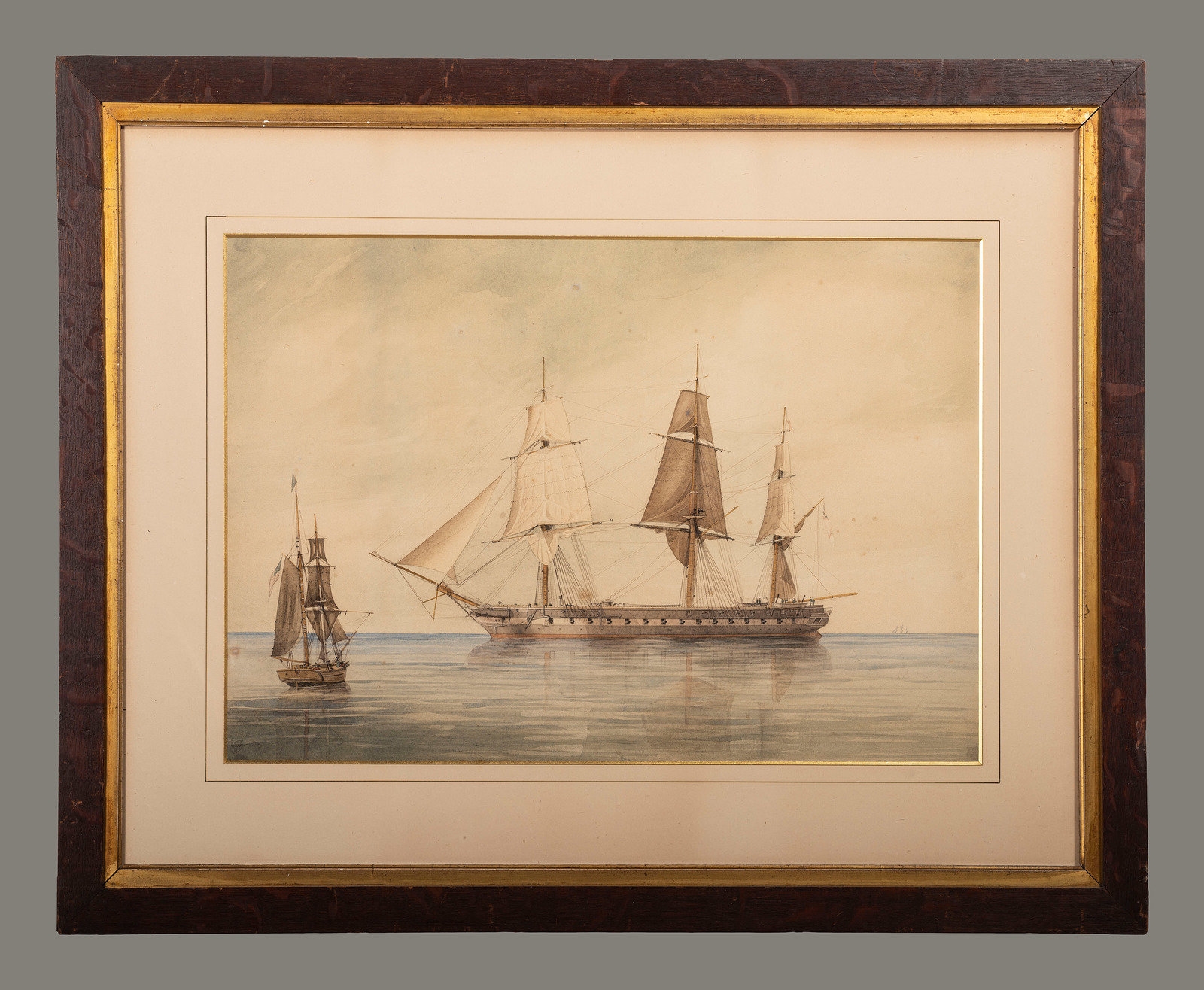 American School, 19th Century | USS Constitution and Merchant Vessel ...