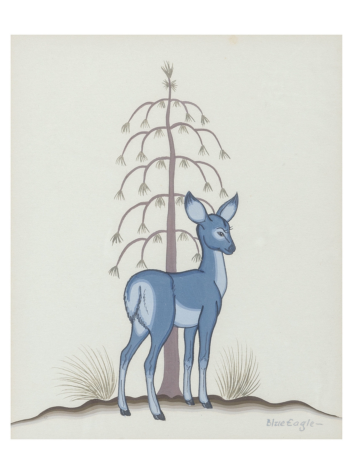 Acee Blue Eagle | Blue Deer + Tree | MutualArt