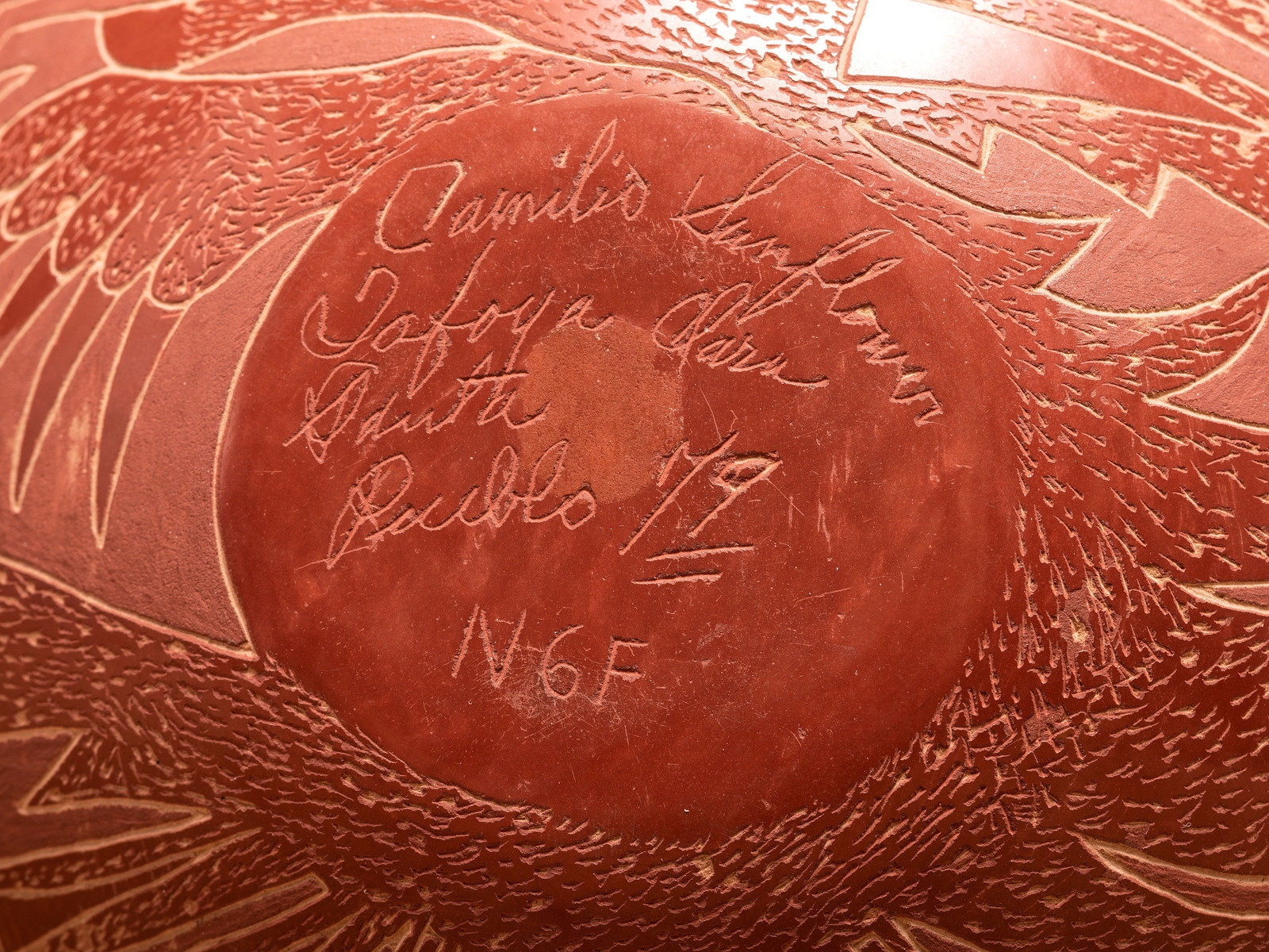 Camilio Sunflower Tafoya | Redware Sgraffito Pottery | MutualArt