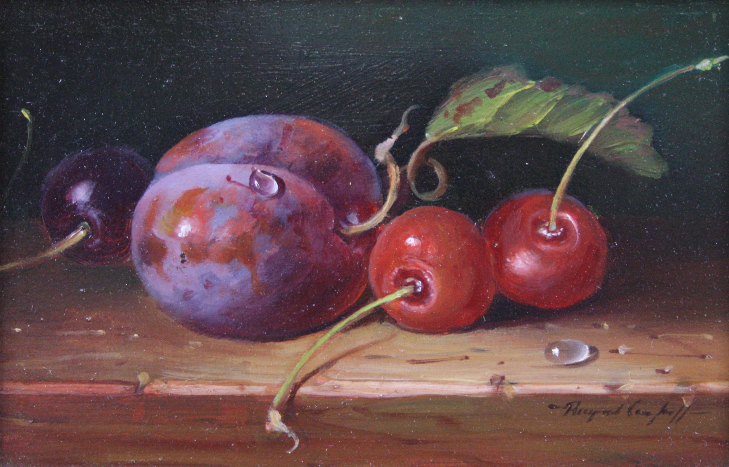 Raymond Campbell | - Still life with plum and cherries | MutualArt
