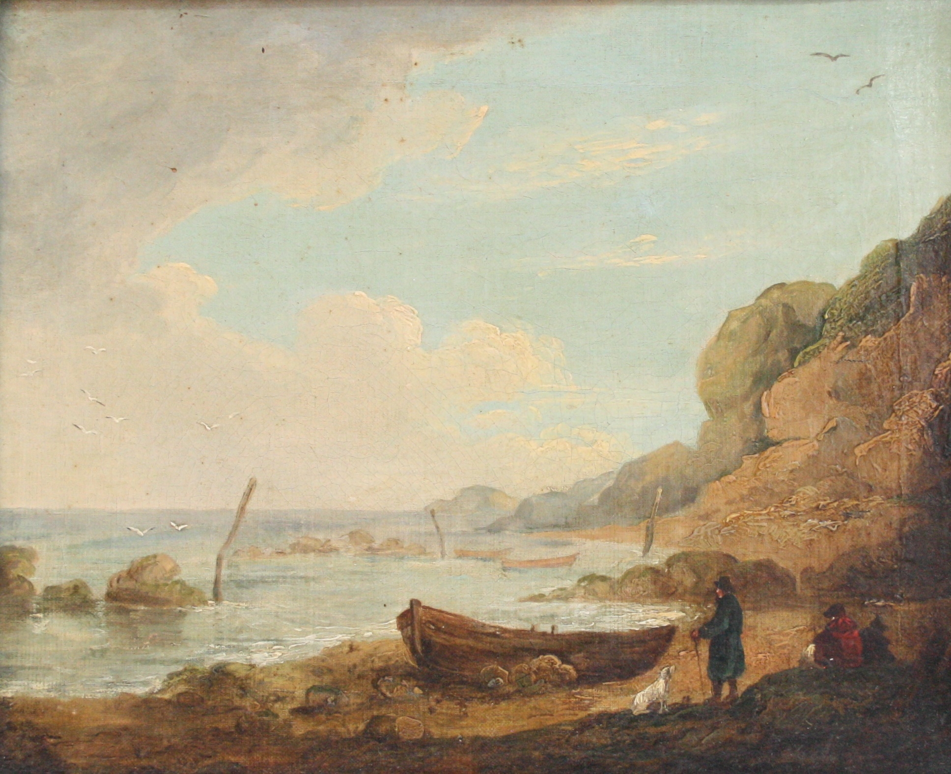 George Morland | - Figures on the beach awaiting the catch | MutualArt