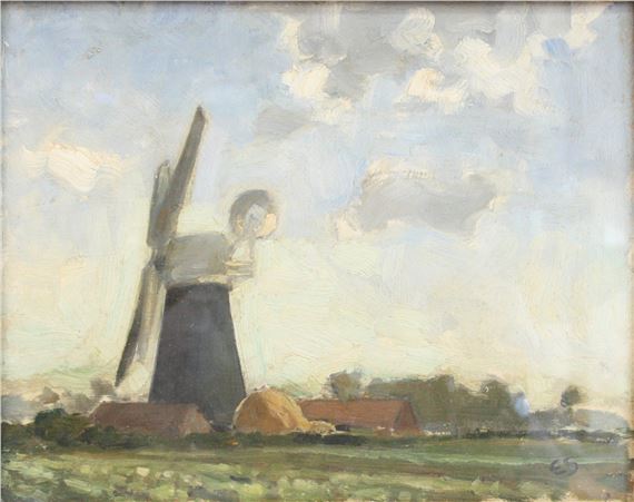 Edward Brian Seago | - Windmill in a Norfolk landscape | MutualArt