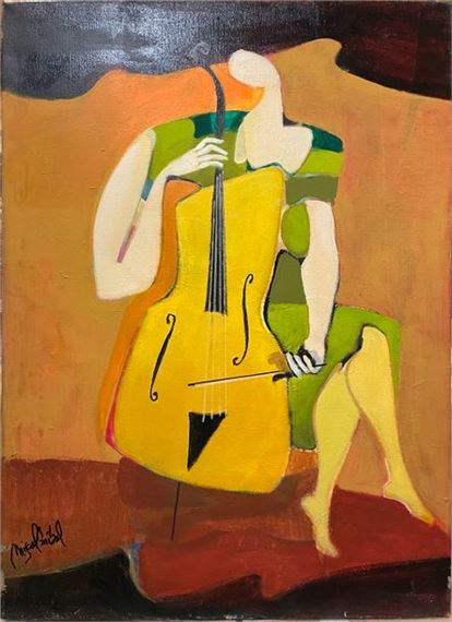 Miguel Anibal | The yellow viola player (1935) | MutualArt