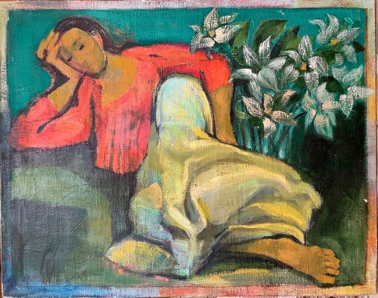 Miguel Anibal | Woman with lilies (1935) | MutualArt