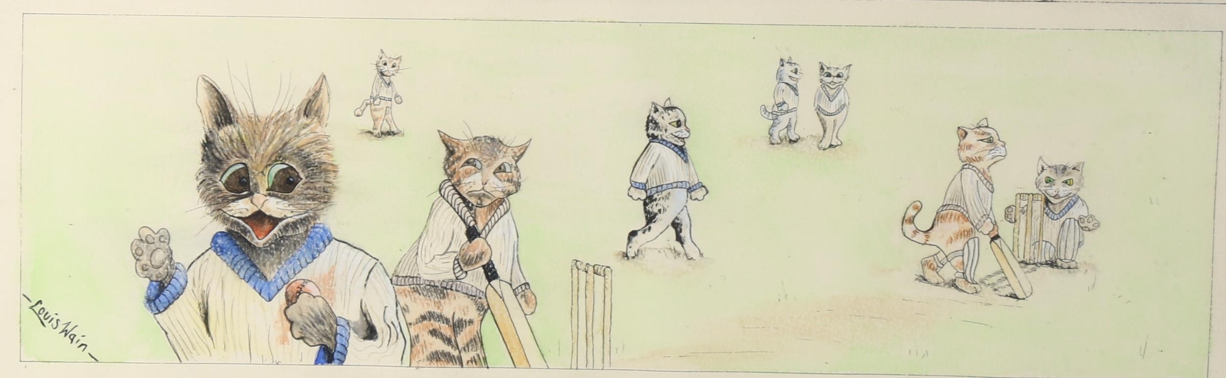 Louis Wain | anthropomorphic study of cats playing cricket | MutualArt
