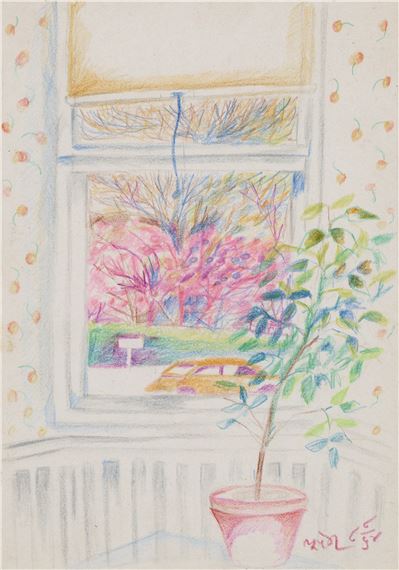 Bhupen Khakhar | Untitled (Interior with Window) (1974) | MutualArt