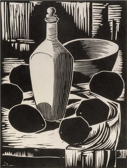 David Johannes Botha | Still Life Bottle & Fruit (1921) | MutualArt