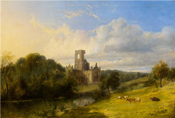 James Poole | Pastoral Scene with Gothic Ruin (1804) | MutualArt