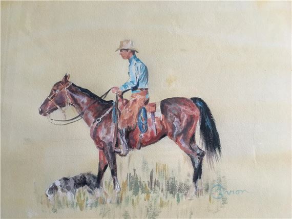Barbara Caron | Horse Rider with Dog | MutualArt