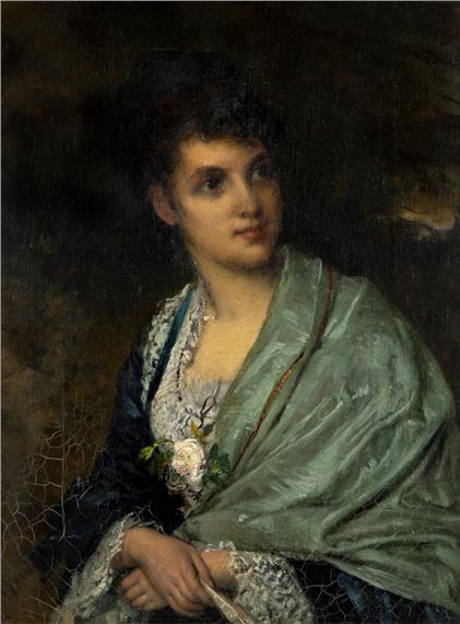 William Oliver Jr. | Portrait of a Young Woman in Lace Trimmed Dress ...