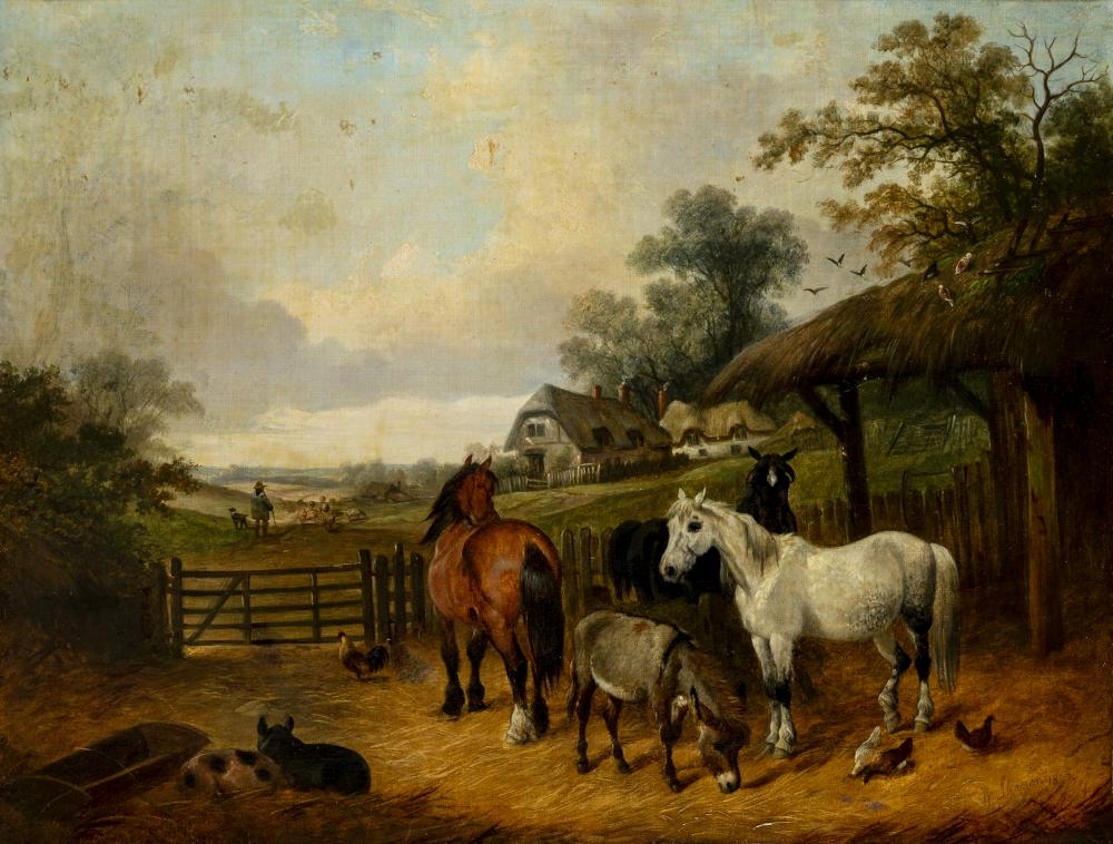 William Shayer Sr. | A Farmyard in Hampshire (1847) | MutualArt