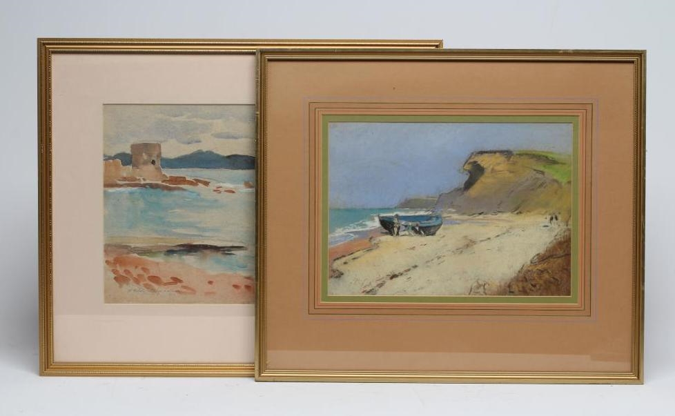 Philip Naviasky | Beach Scene with Boat and Figures; St Tropez | MutualArt