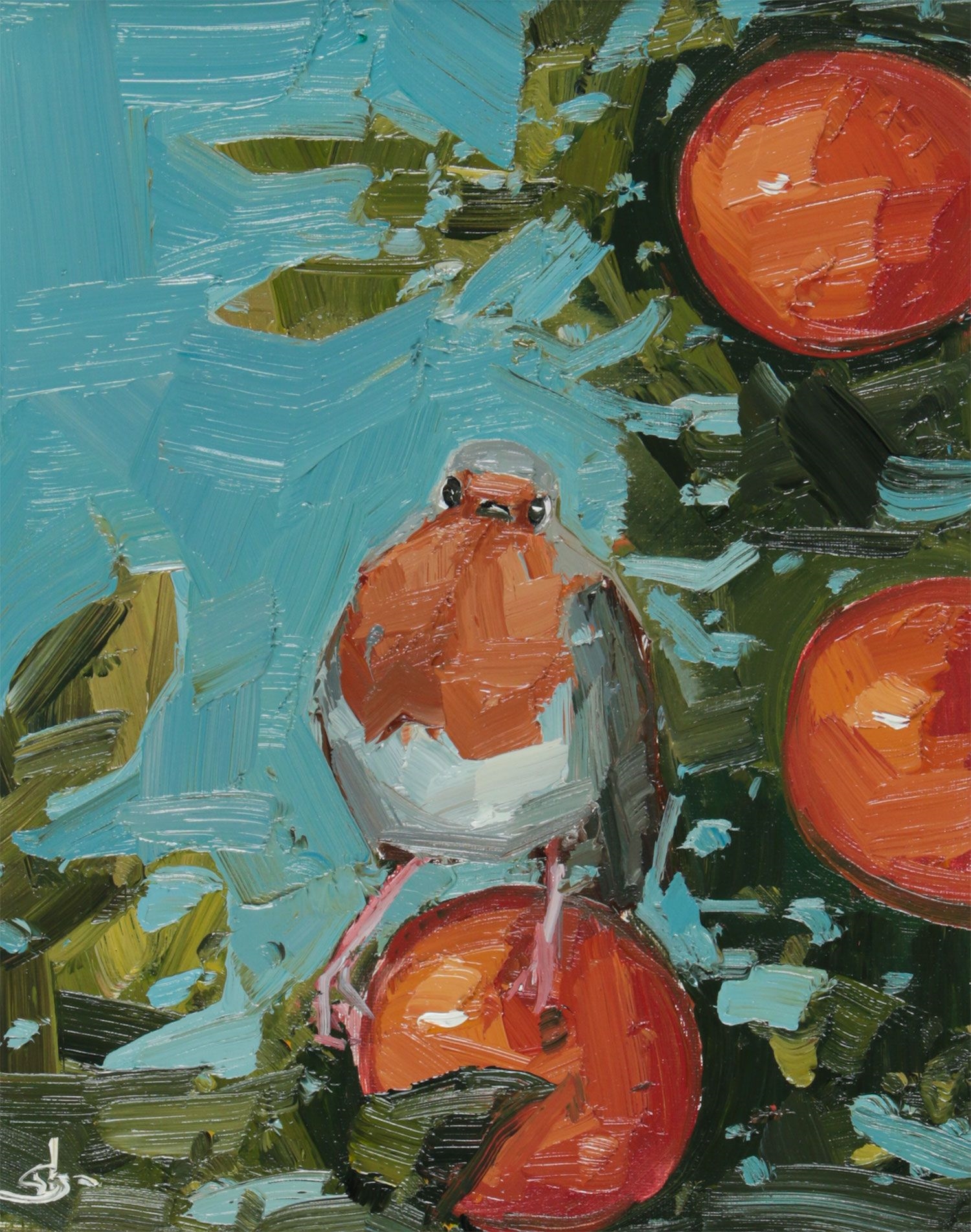 Vivek Mandalia | ROBIN IN THE ORANGE TREE | MutualArt