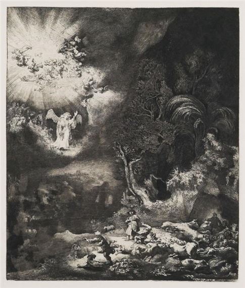 Rembrandt van Rijn | The Angel Appearing to the Shepherds | MutualArt