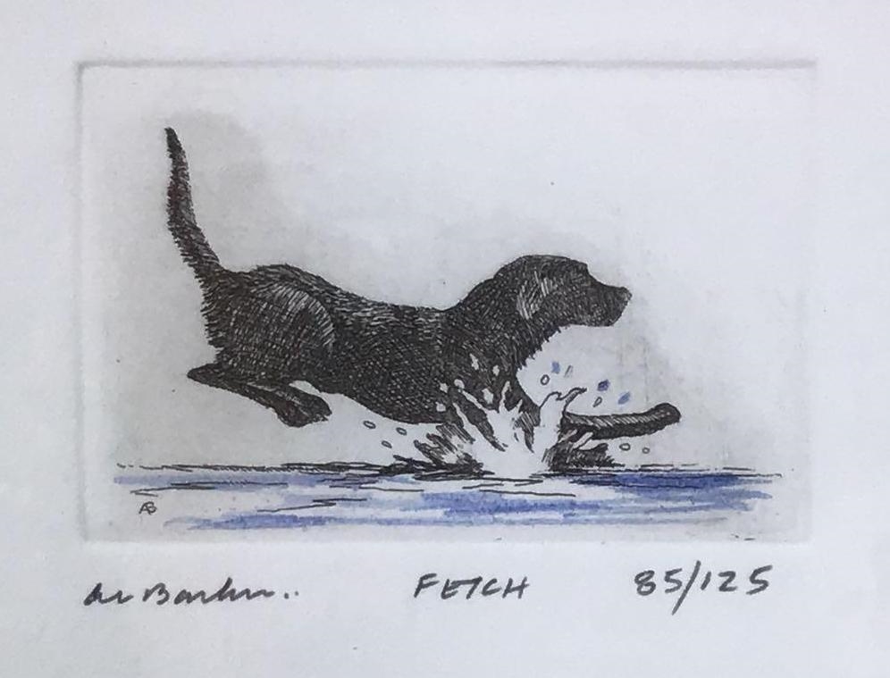 Al Barker | Dog running and splashing in water (1996) | MutualArt