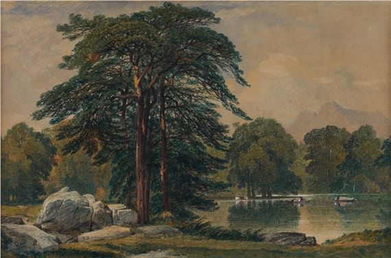 Aaron Edwin Penley | A lake district view, the Langdale Pikes beyond ...