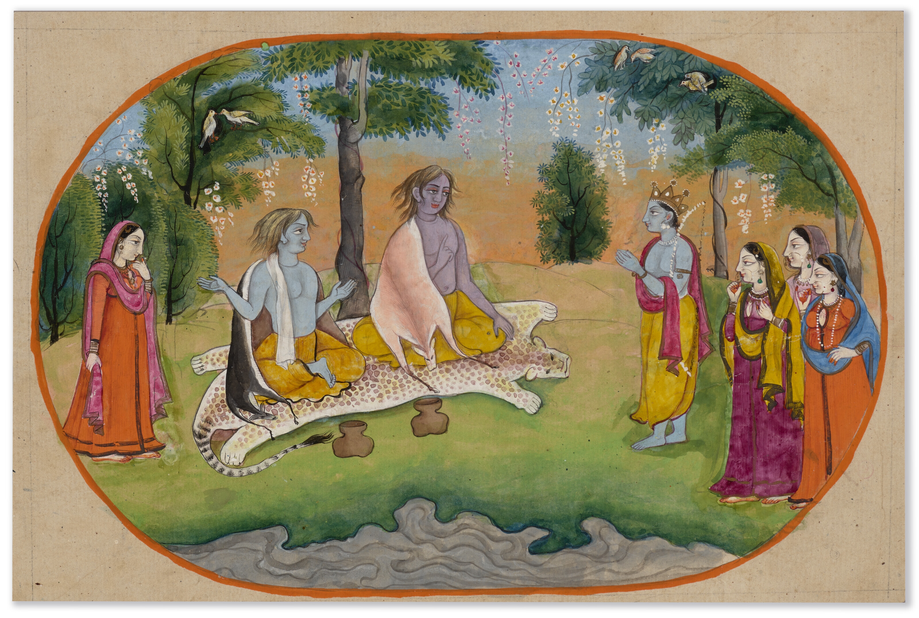 Kangra School, 19th Century | A PAINTING OF RAMA VISITING HERMITS ...