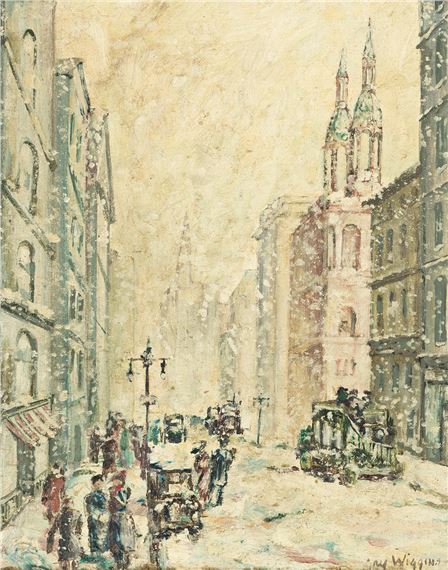 Guy Carleton Wiggins | Avenue in Snow, New York. | MutualArt