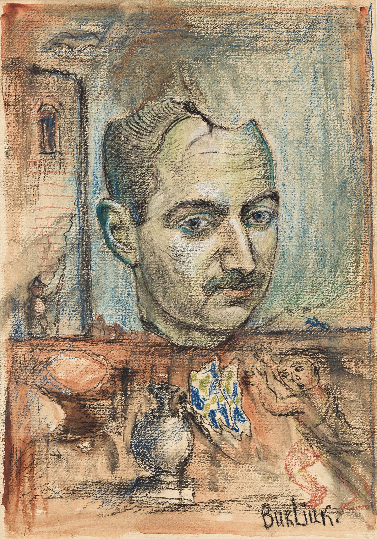 David Burliuk | Surrealist Portrait of Leo Manso | MutualArt
