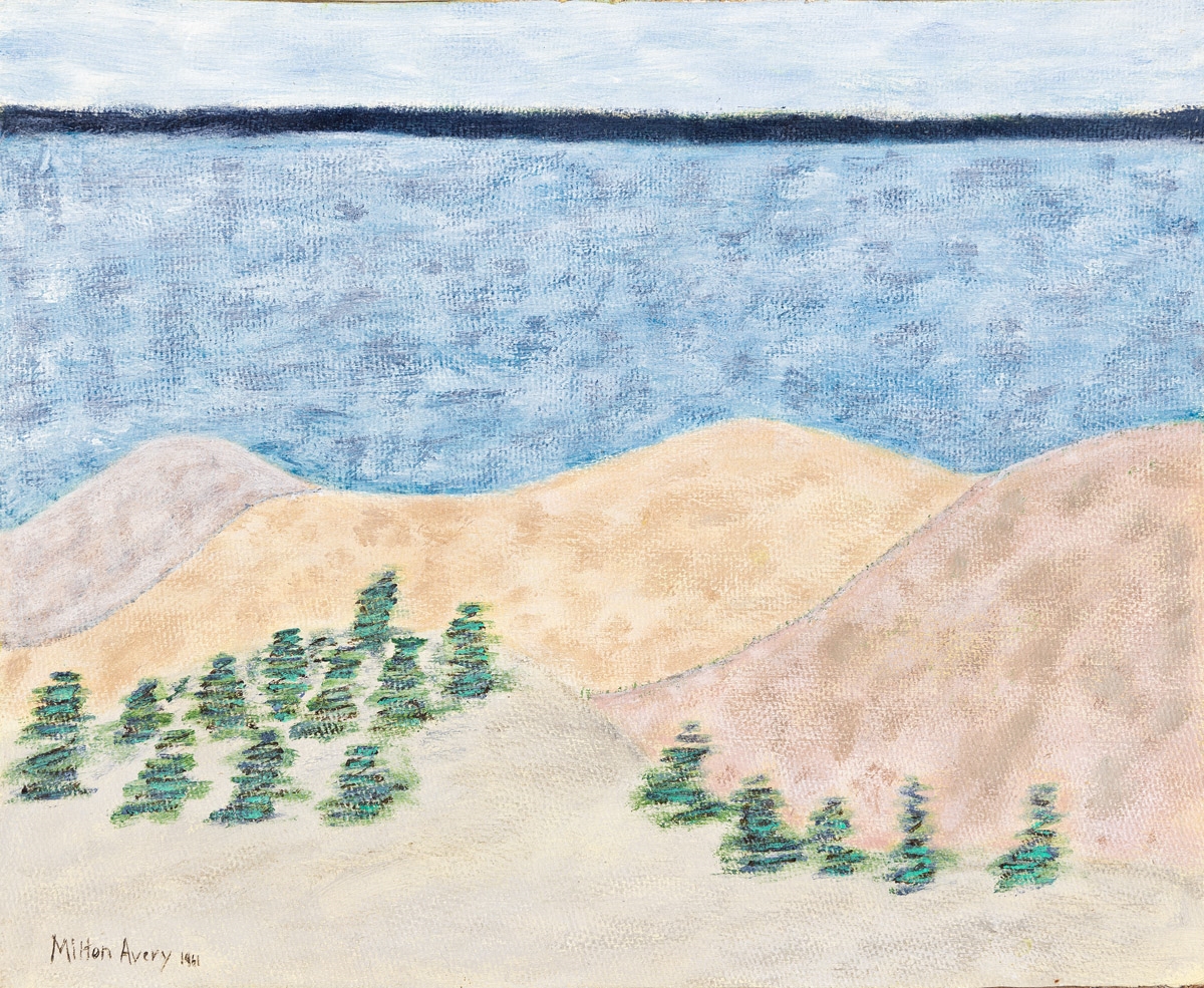 Milton Avery | Landscape with Hills and Pine Trees. (1961) | MutualArt